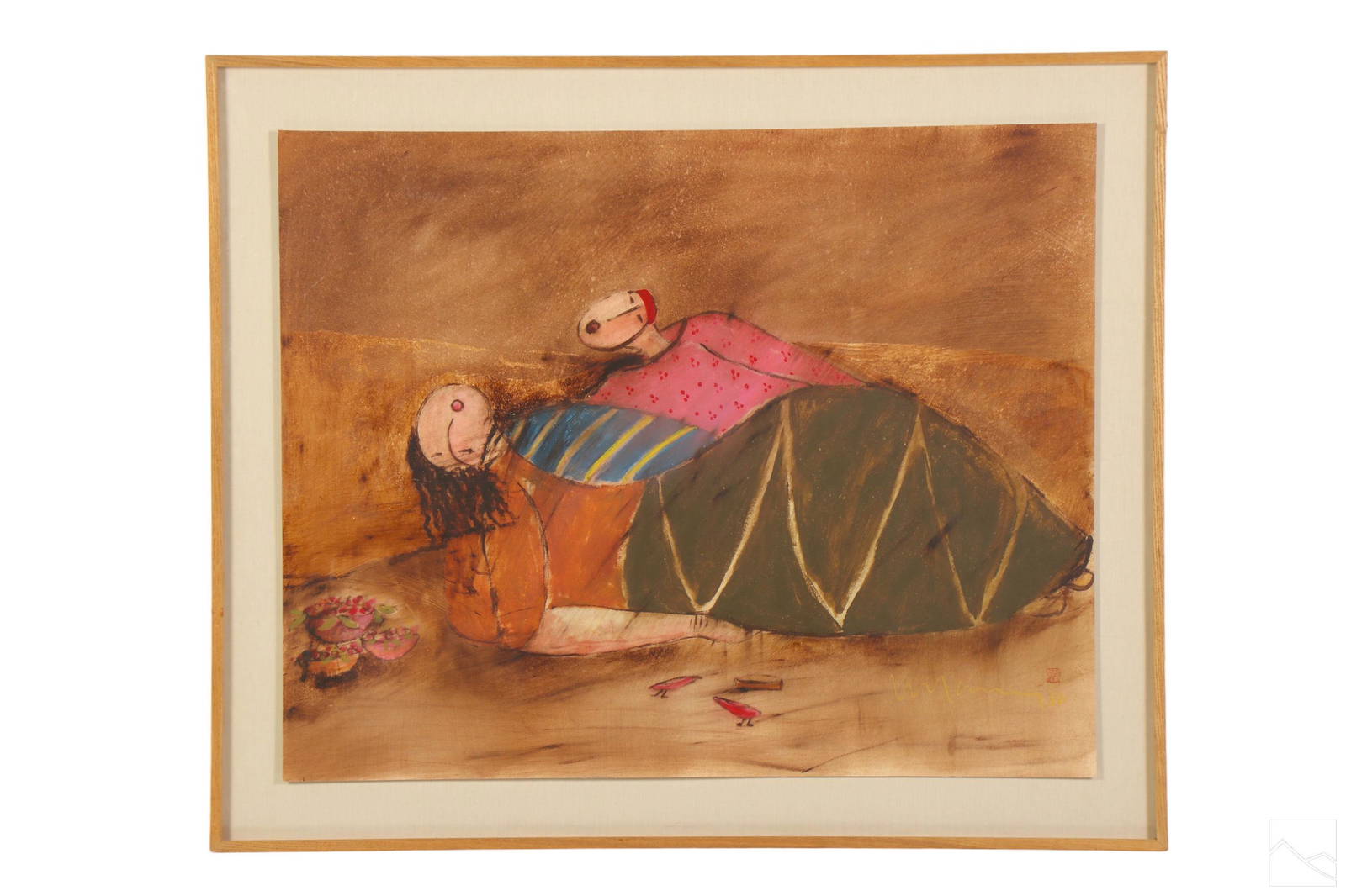 Eng Tay B.1947 Figural Watercolor And Oil Painting Auction