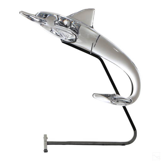 Daum French Crystal Dolphin Sculpture With Stand
