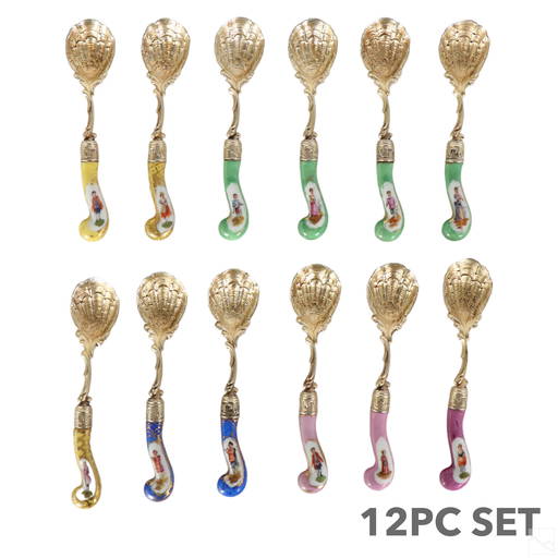 Antique 12pc Set Of German 800 Silver Fish Spoons