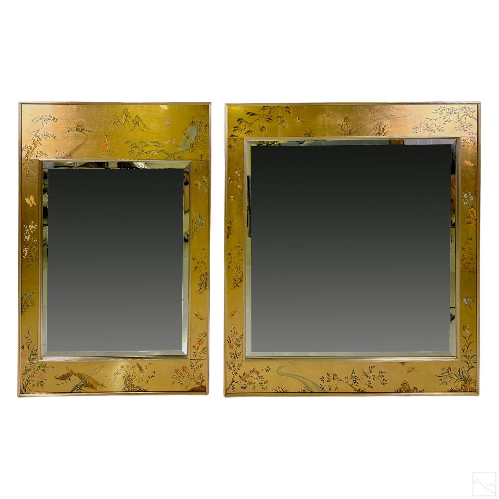 Labarge Designer Gilt Eglomise Chinoiserie Mirrors Auction