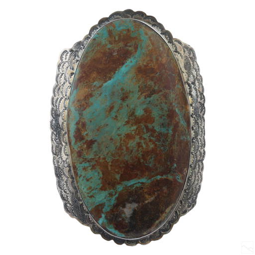 Native American Oscar Betz Silver & Turquoise Cuff