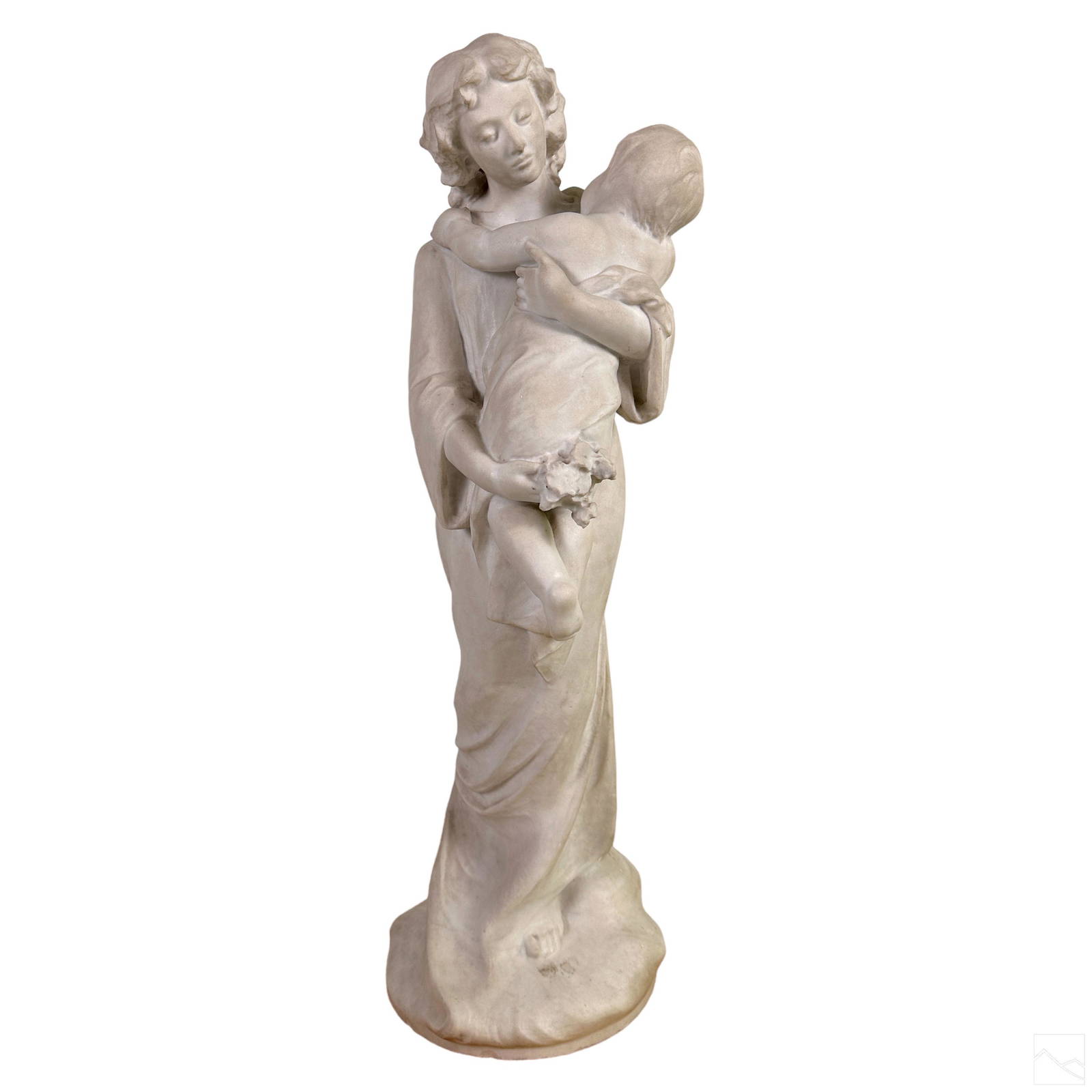 Italian 19c Antique Mother And Child Marble Statue Auction