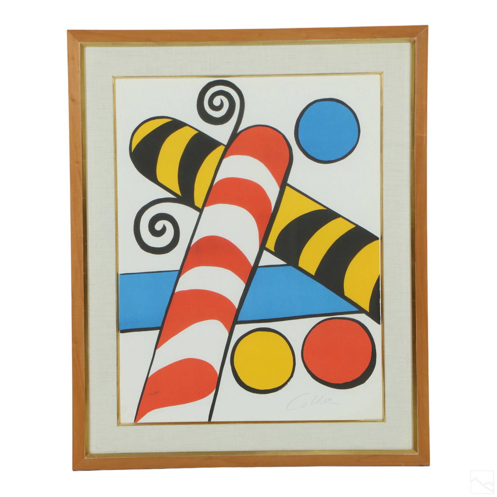 Mid Century Modern Candy Cane Color Litho Signed Auction