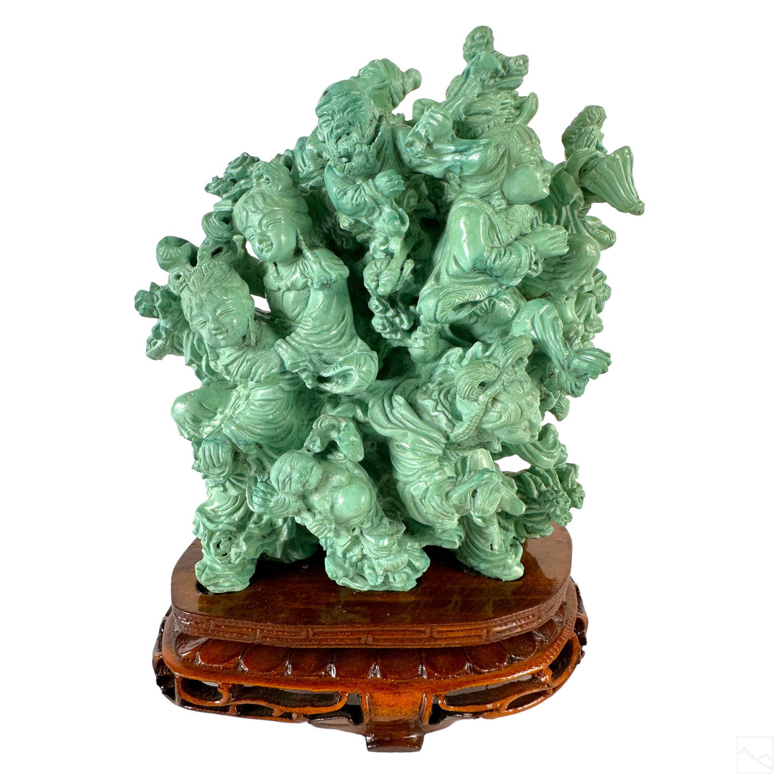 Chinese Carved Turquoise Immortals Figural Statue Auction