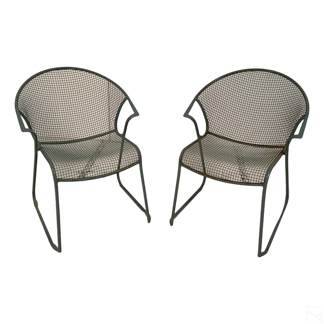 Woodard Outdoor Wire Mesh Pair Patio Armchairs Auction