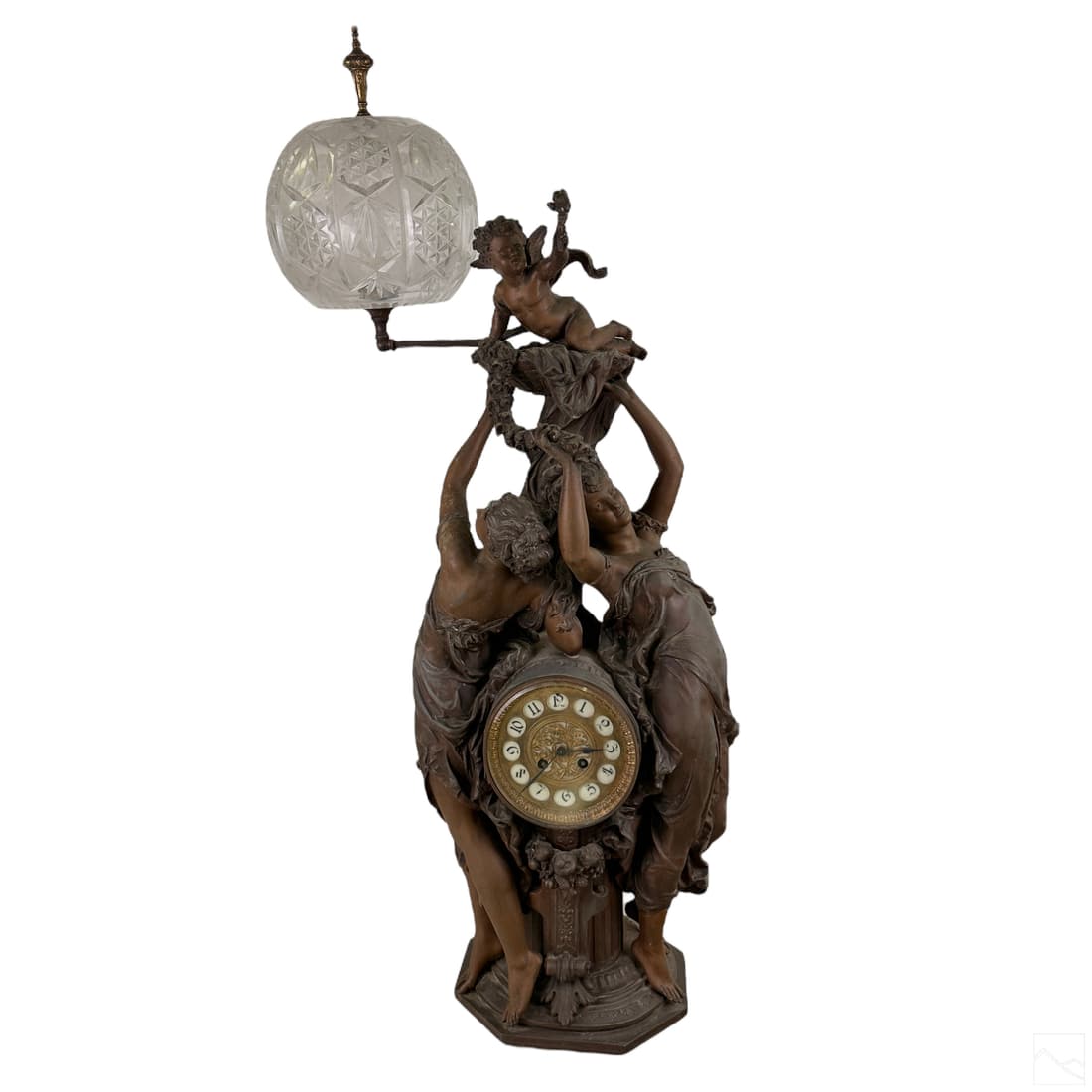 Art Nouveau Bronze Clock Lamp After Auguste Moreau Auction