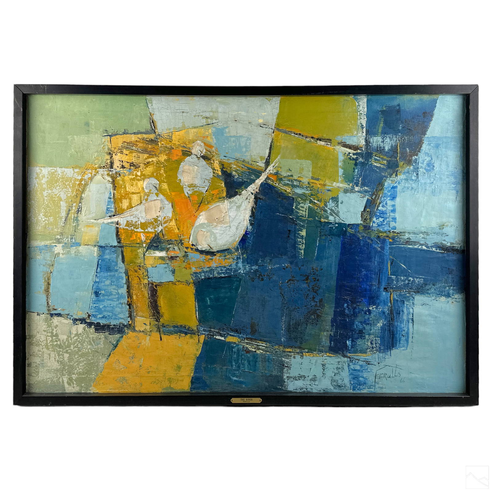 Edith Ferullo 1928-2008 Cubist Birds Oil Painting Auction