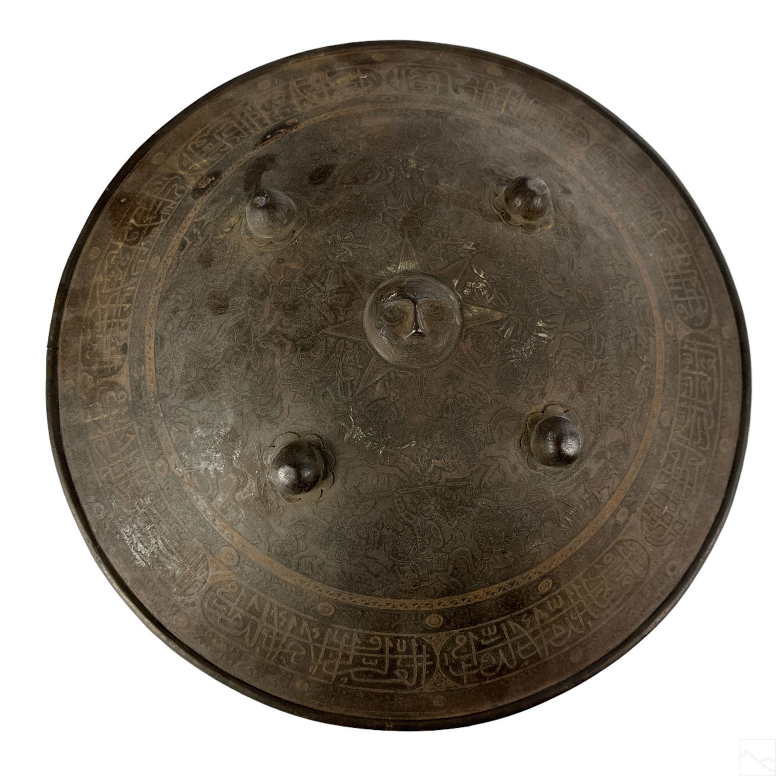 Indo Persian Bronze Metal Warrior Sun Sipar Shield Auction