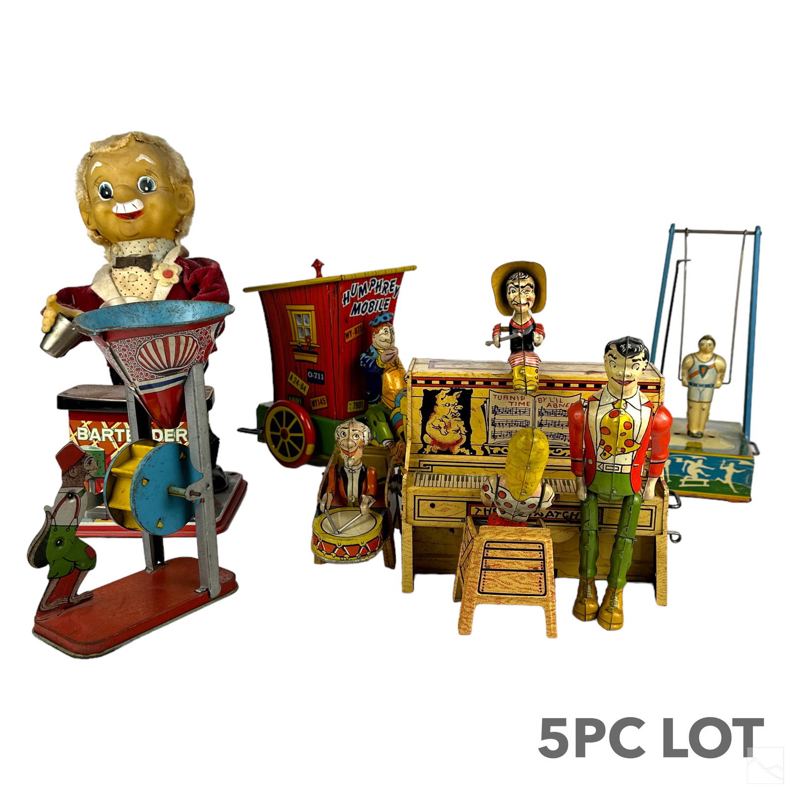 Mechanical Vintage Figural Metal Wind Up Toys Lot Auction