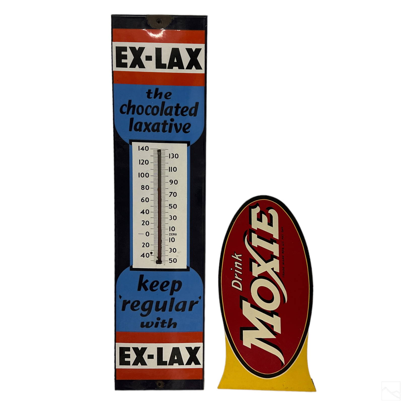 Moxie & Ex-lax Vintage Metal Advertising Signs Lot Auction