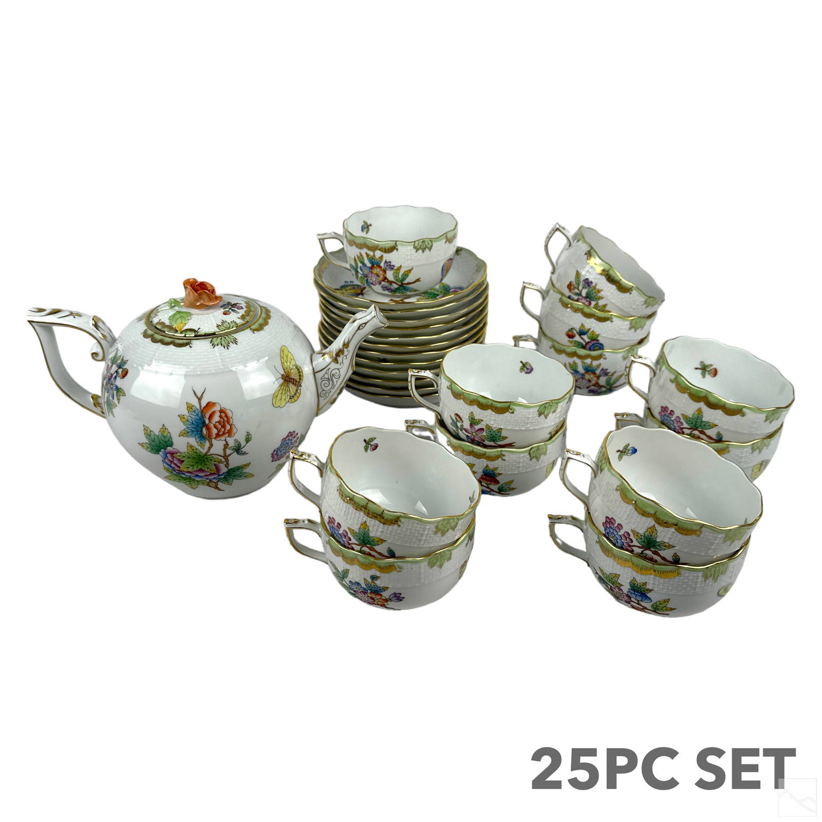 Herend Hungarian Porcelain Queen Victoria Tea Set Auction
