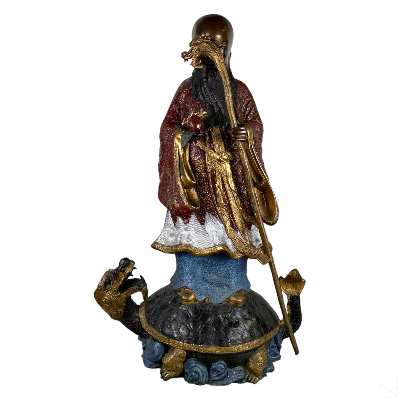 Chinese Bronze Immortal & Dragon Turtle Sculpture Auction