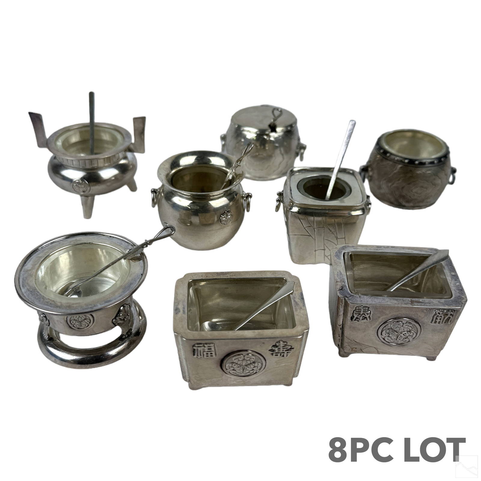 Japanese Silver Master Salt Cellars 8pc. Lot 245g. Auction
