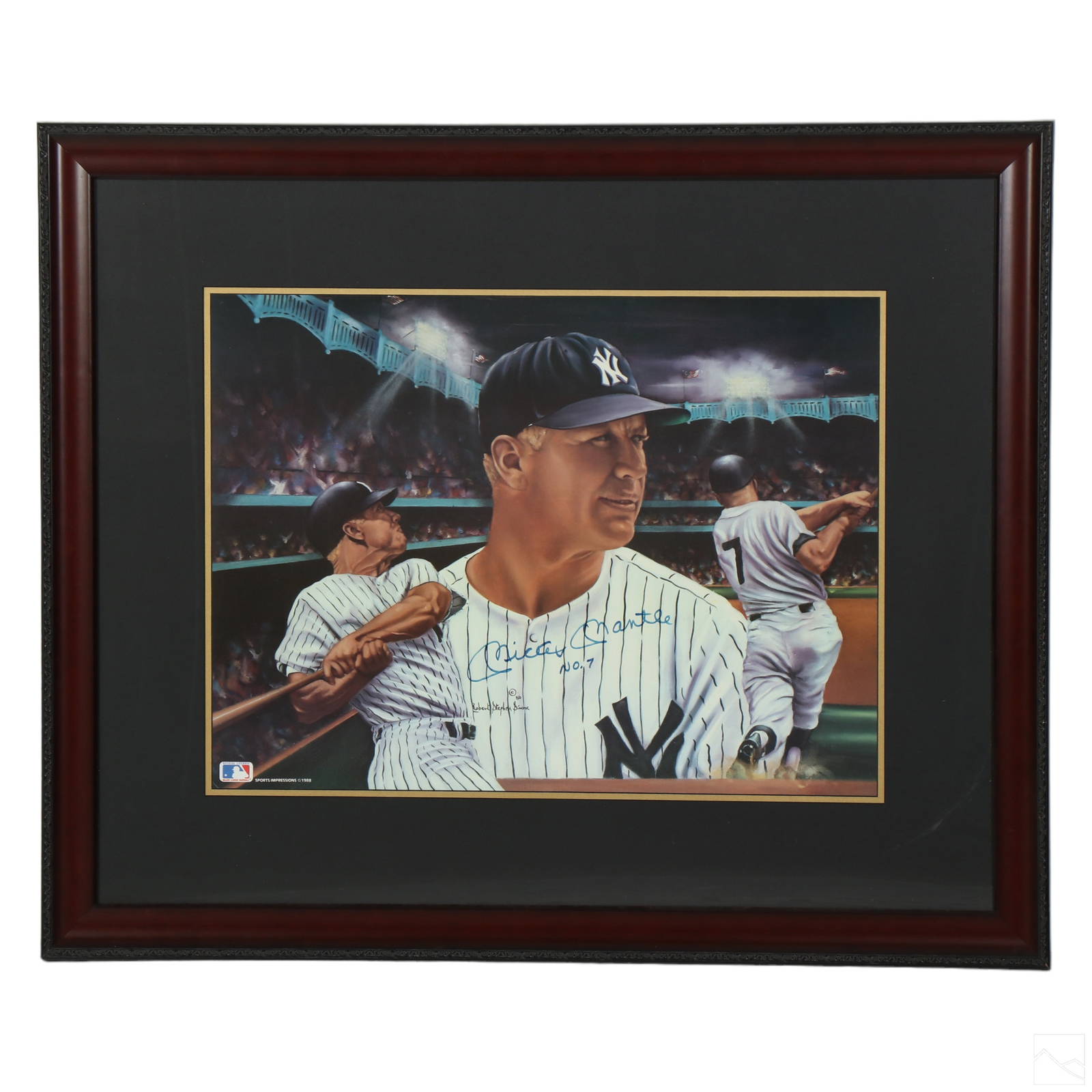 Mickey Mantle Autographed Mlb Ny Yankees Art Litho Auction