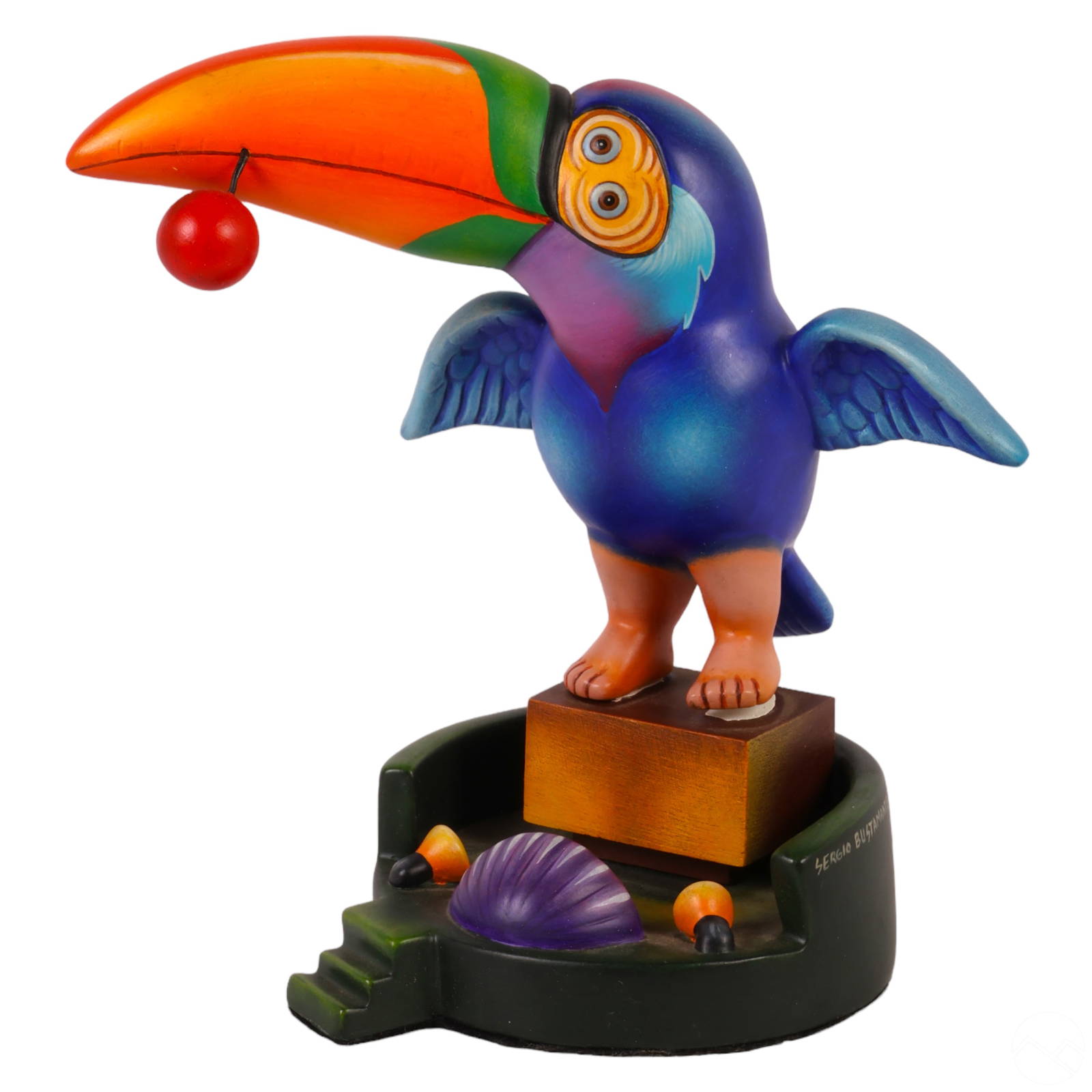Sergio Bustamante B.1949 Toucan With Cherry Statue Auction