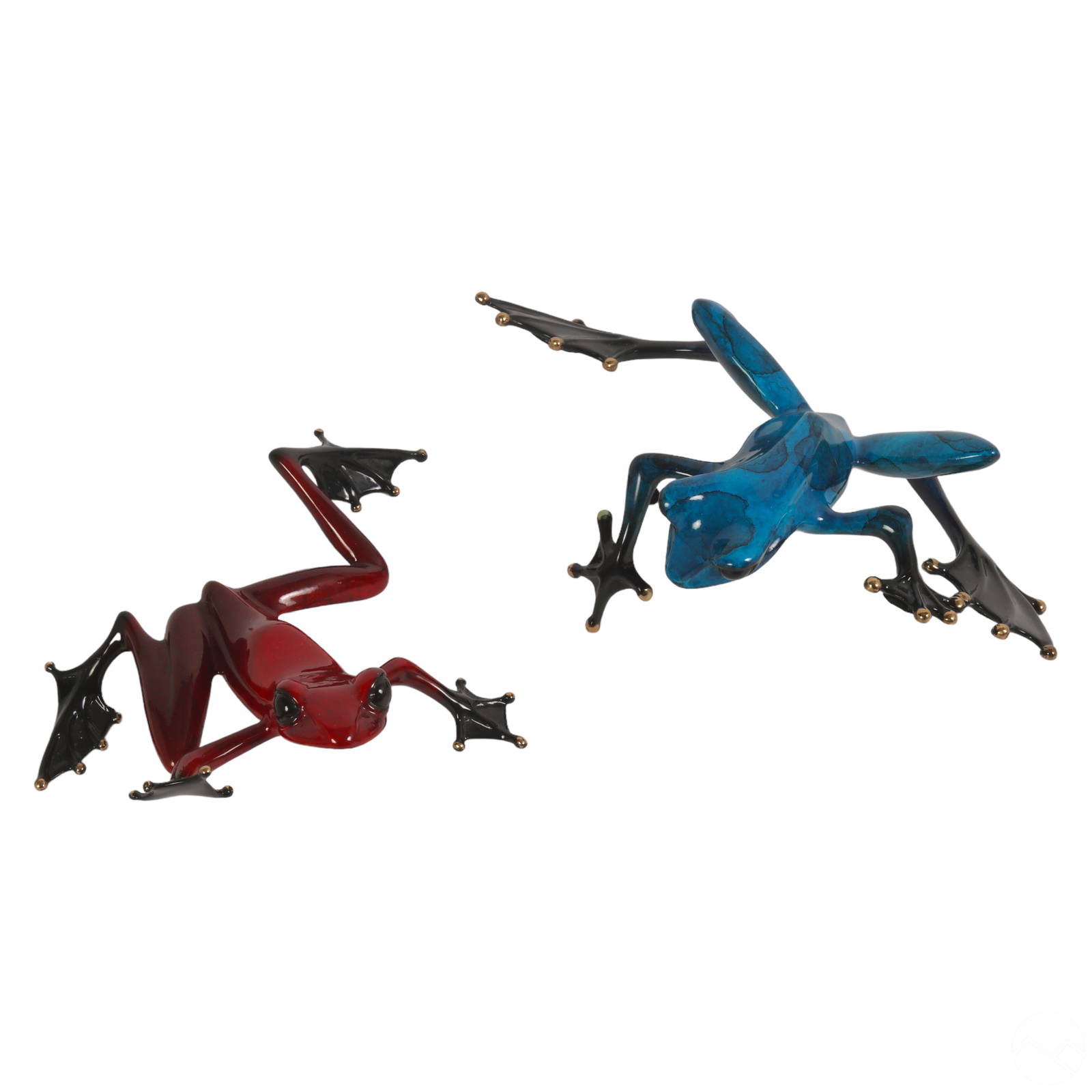 Tim Cotterill B.1950 Frogman Bronze Frogs 2pc Lot Auction