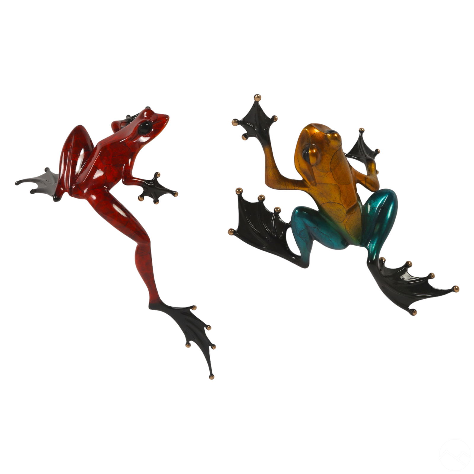 Tim Cotterill B.1950 Frogman Bronze Frogs 2pc Lot Auction