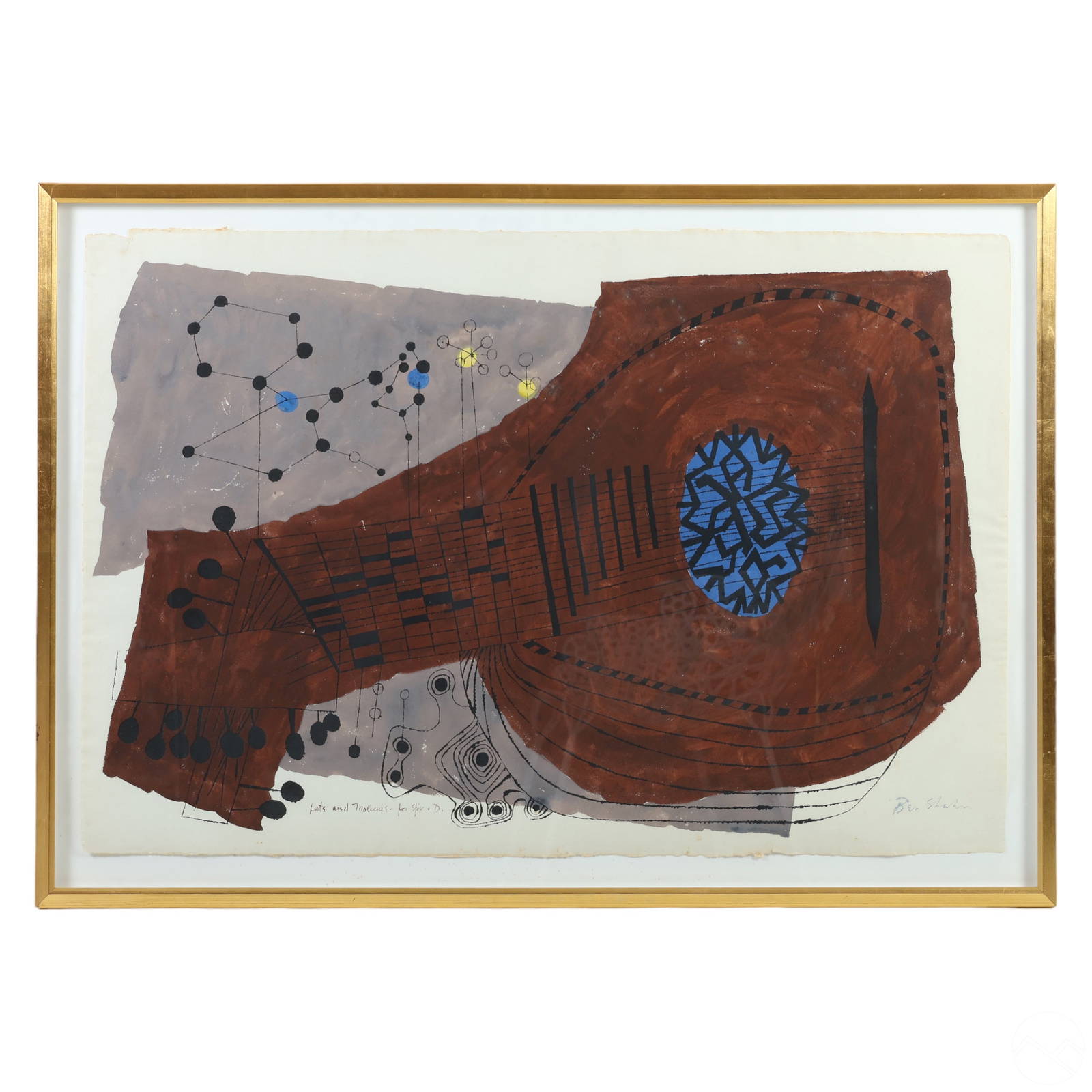 Ben Shahn 1898-1969 Lute And Molecule #1 Painting Auction
