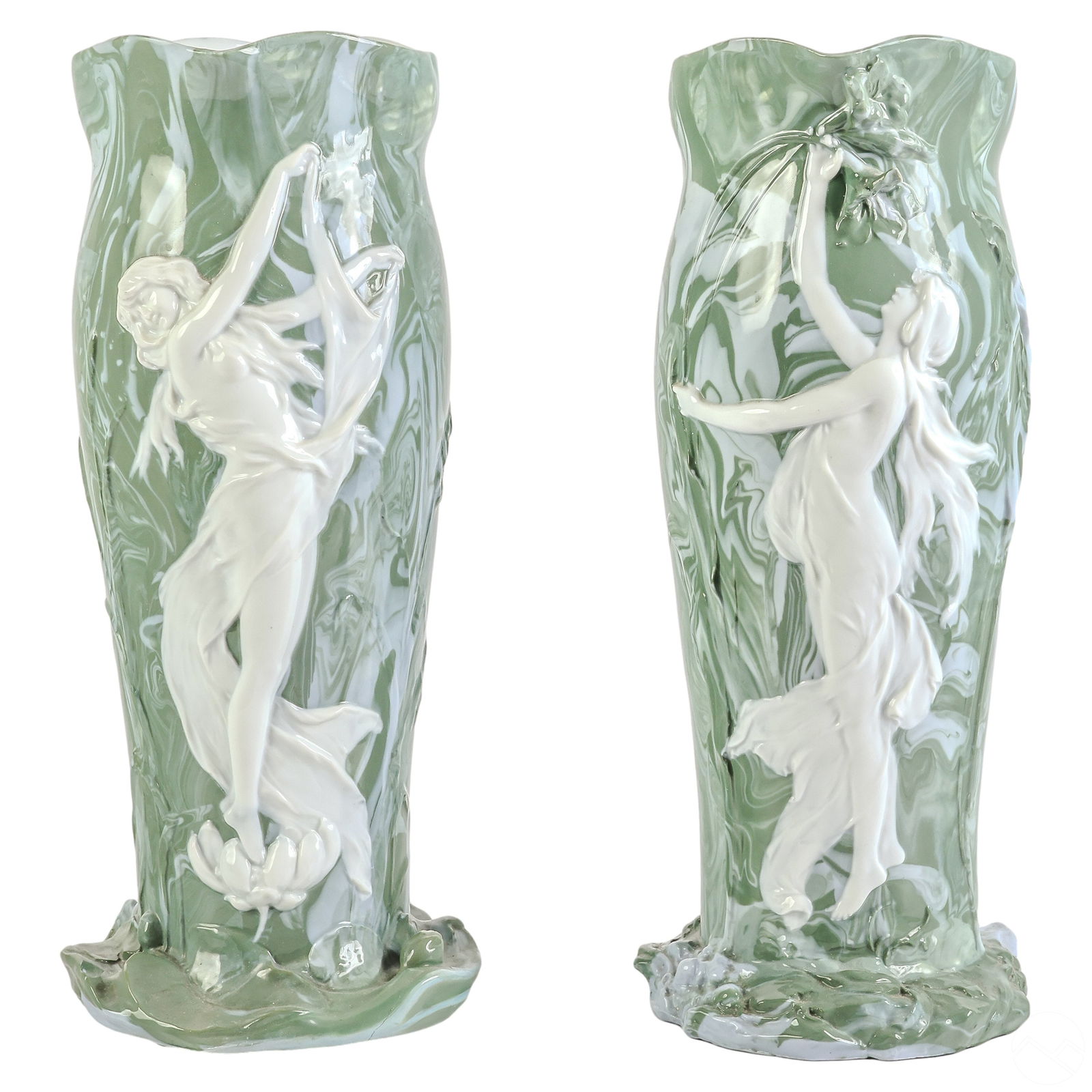 Art Nouveau Pair Adolf Oppel Style Ceramic Vases Auction