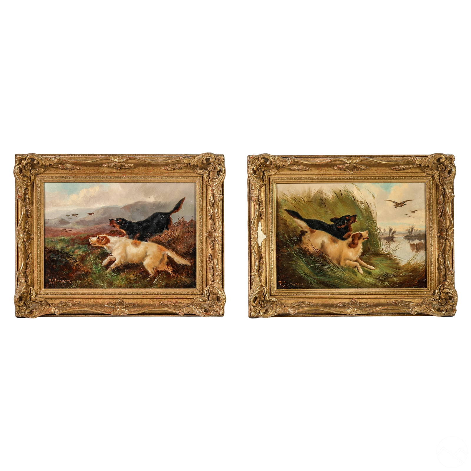 Robert Cleminson 1844-1903 Hunting Dogs Paintings Auction