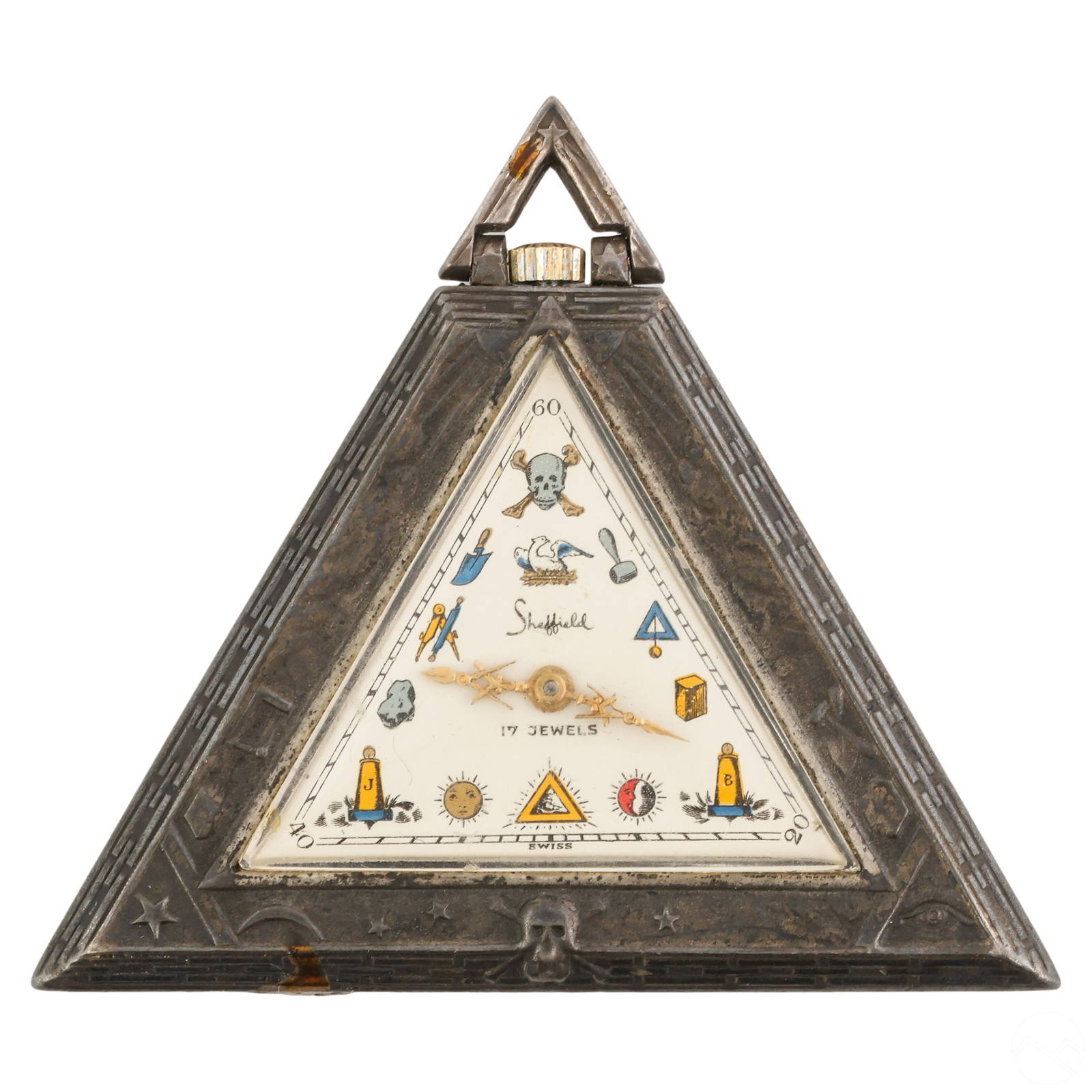 Old Sheffield Swiss Masonic Triangle Pocket Watch Auction