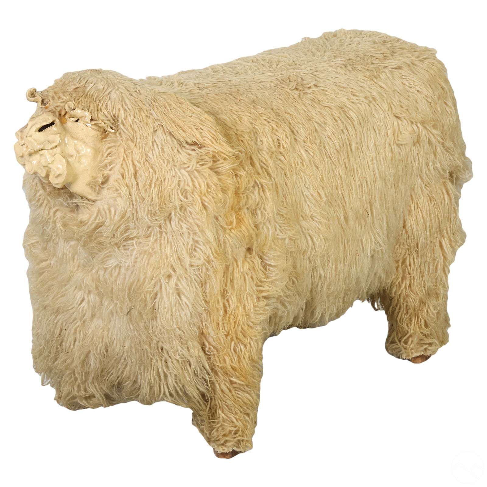 Ceramic & Wool Sheep Bench Manner Of Edna Cataldo Auction