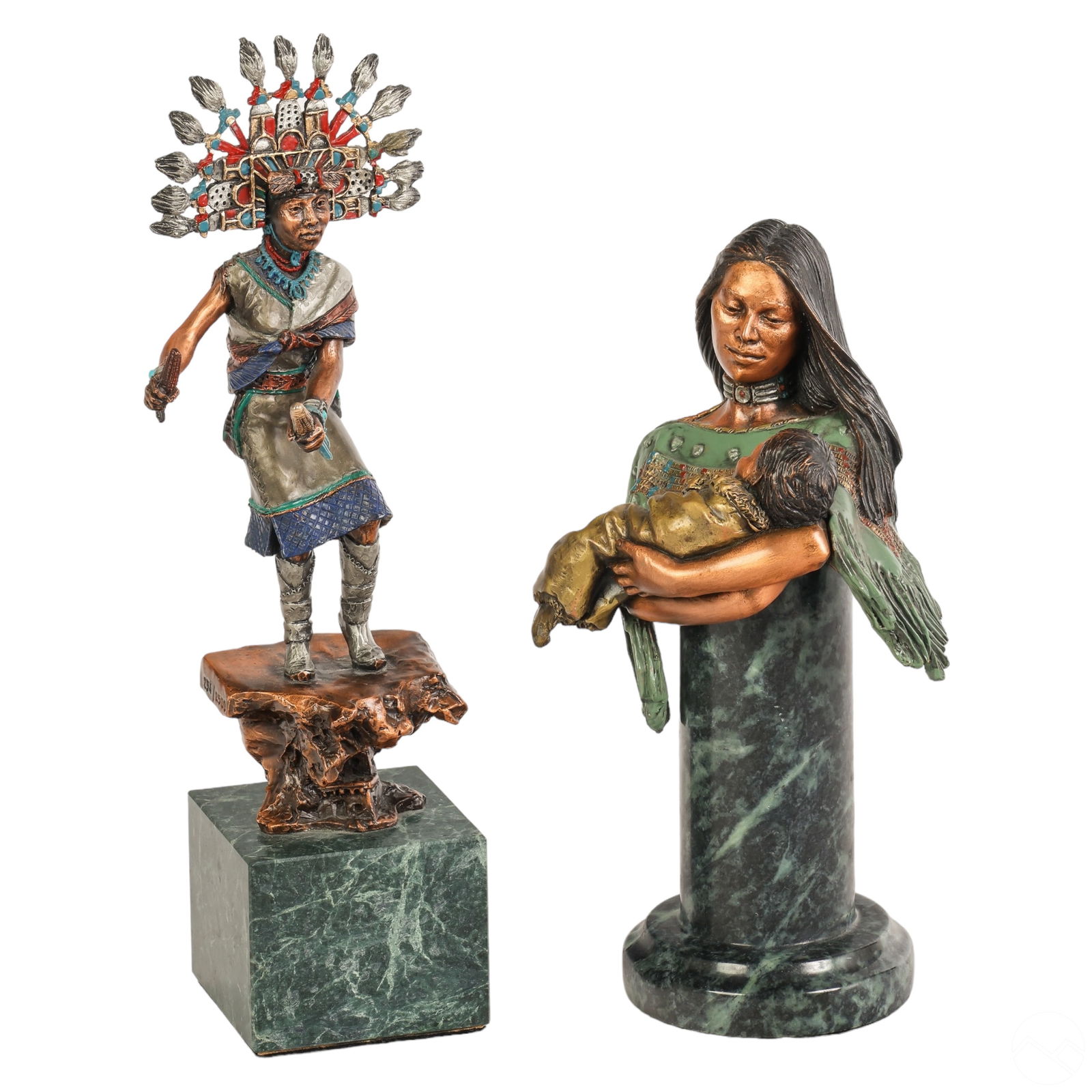 C.a. Pardell B.1957 Bronze Native American Statues Auction