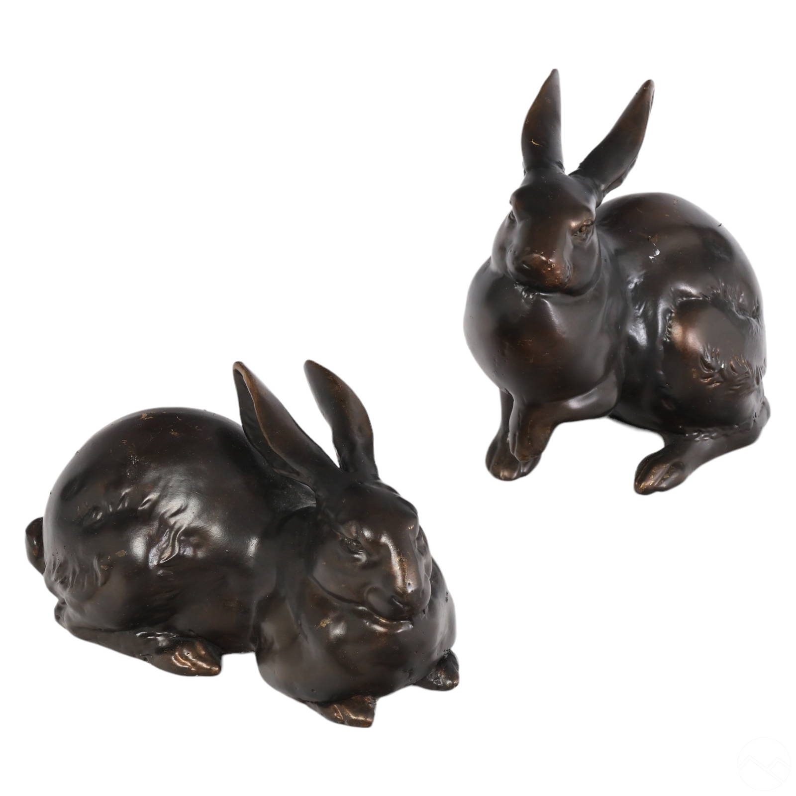 Pair Cast Bronzed Metal Garden Rabbit Sculptures Auction