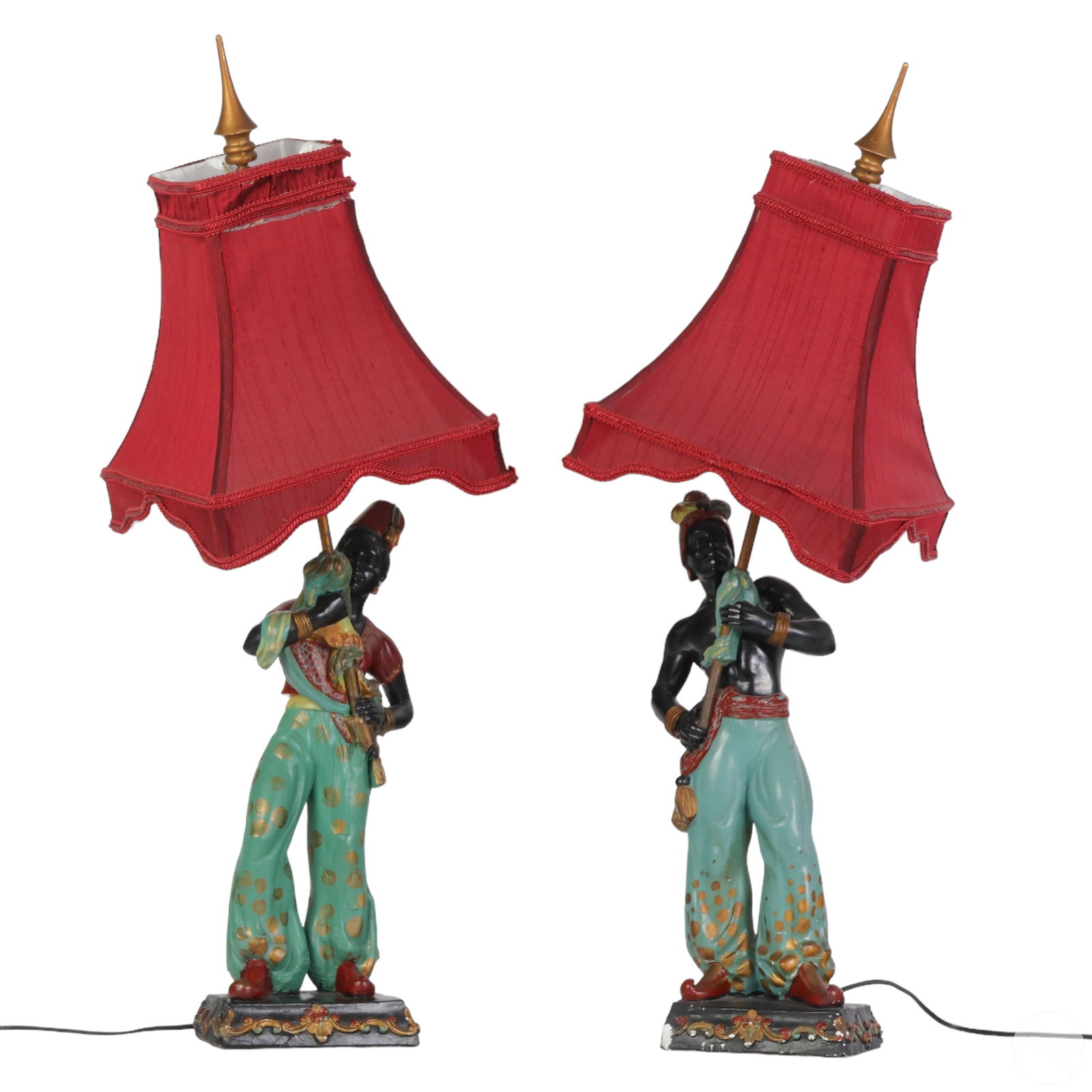 Van Cleef Pair Of Blackamoor Figural Lamps Signed Auction