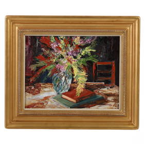 Robert Lox Floral Still Life Oil Painting