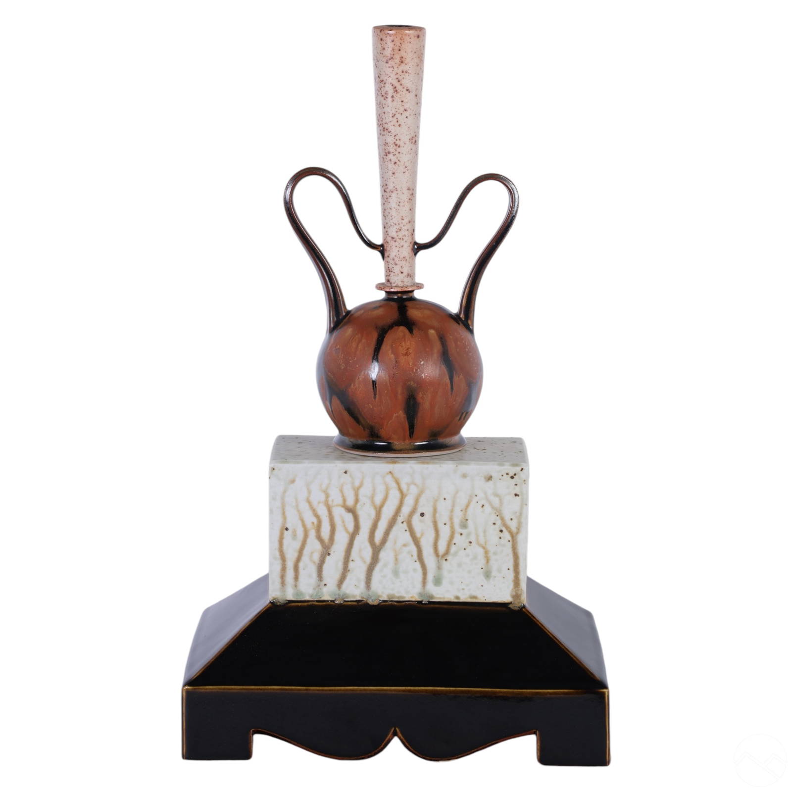 Adrian Saxe B.1943 Studio Art Pottery Vase On Base Auction