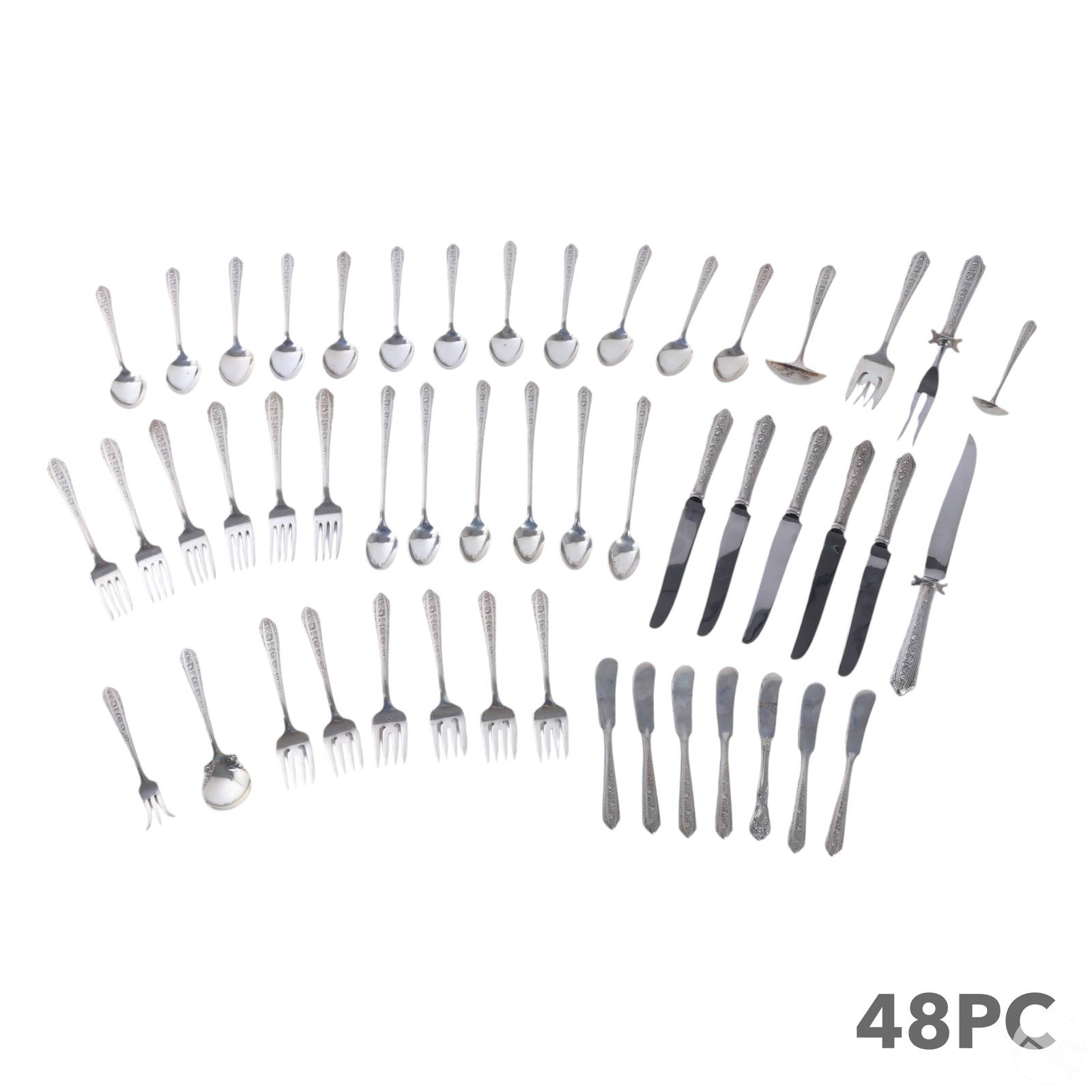 48pc. Sterling Wallace Normandie Flatware 1,420g. Auction