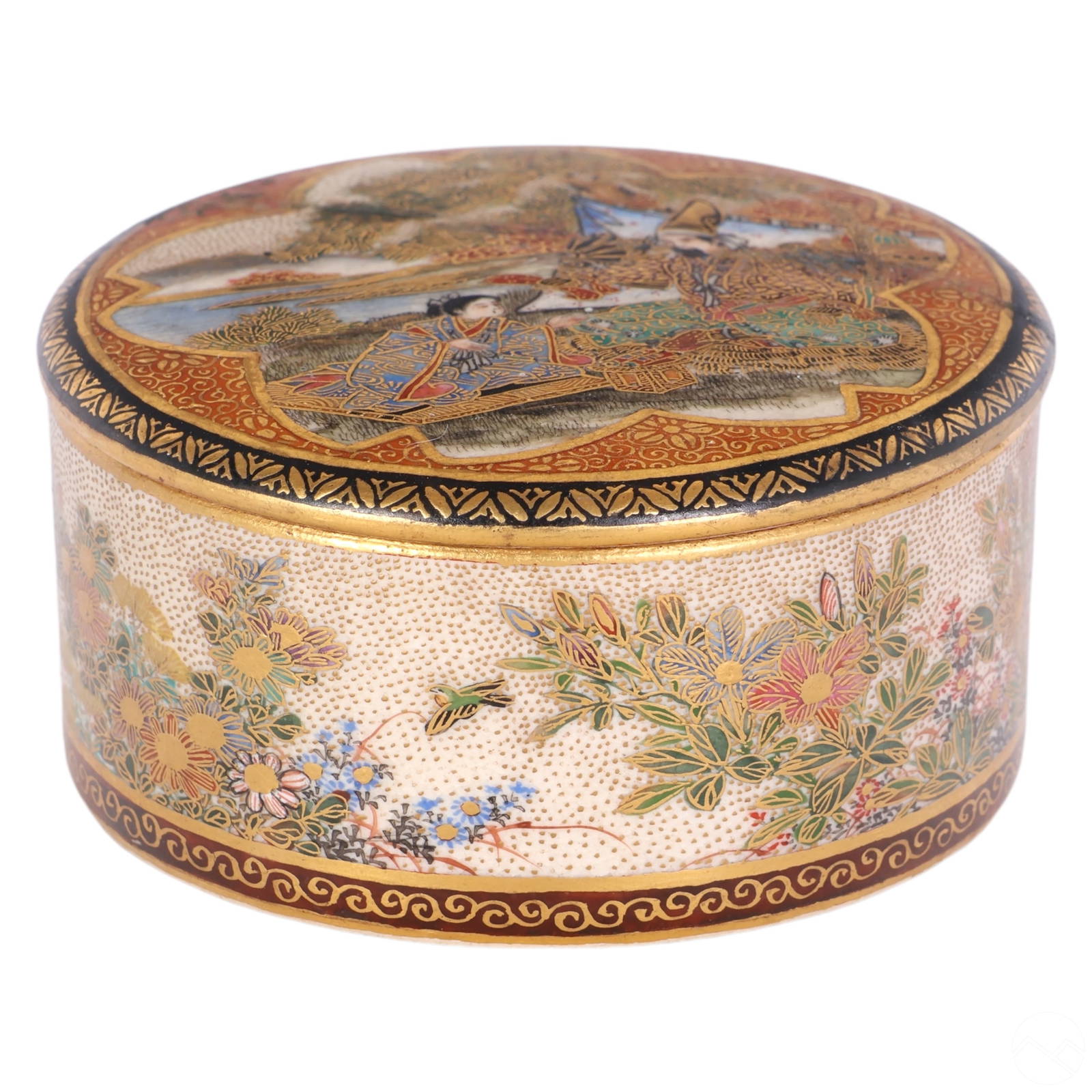 Japanese Antique Satsuma Hand Painted Keepsake Box Auction