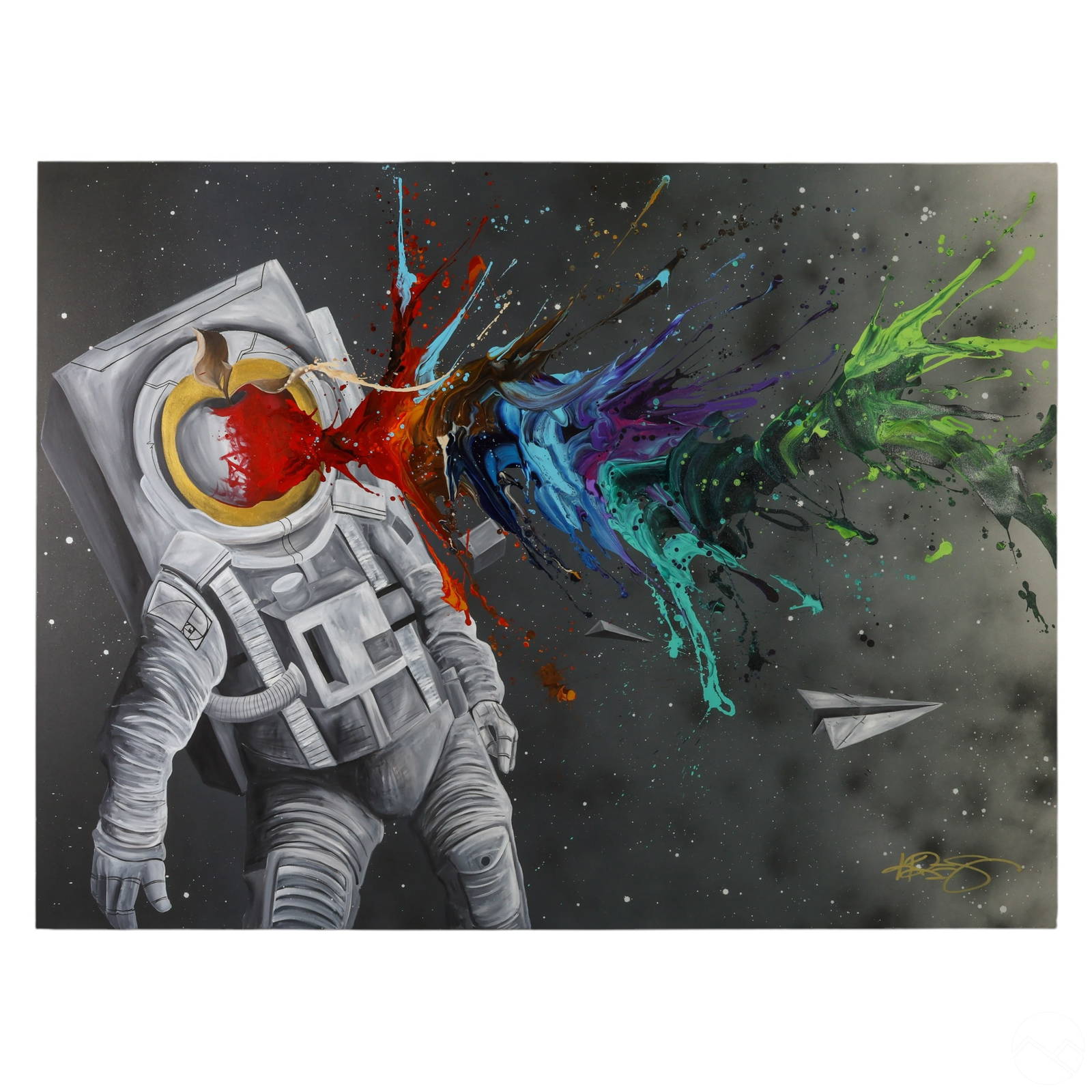 Kevin Vigil Kre8 B.1980 Abstract Spaceman Painting Auction