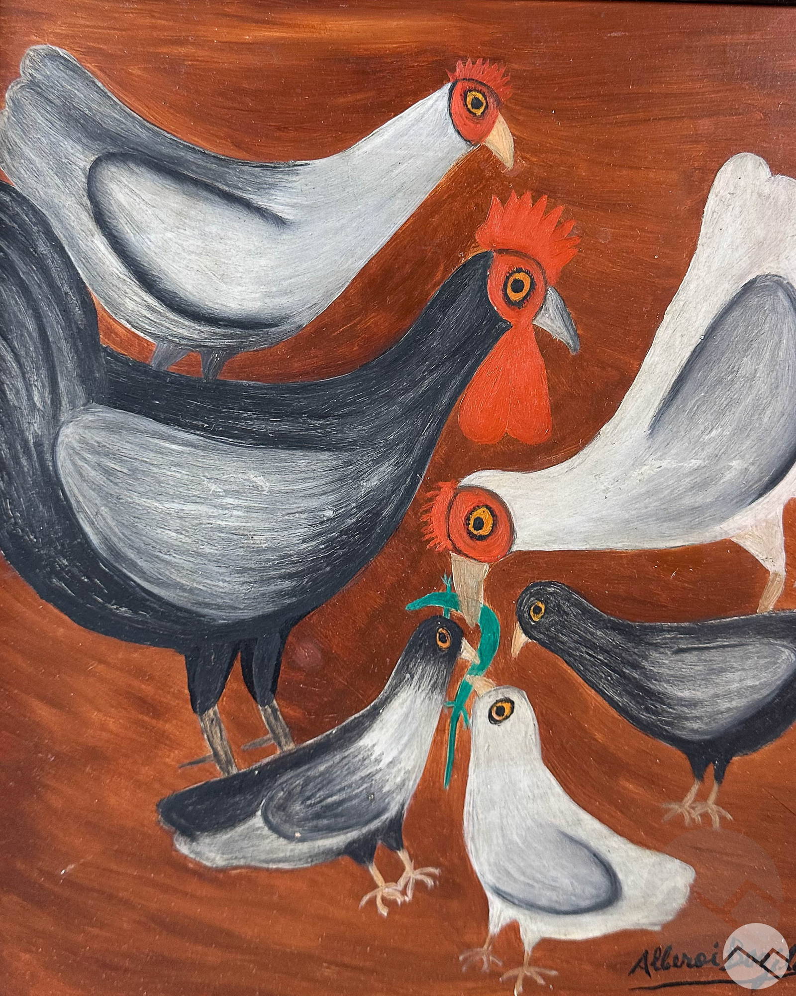 Alberoi Bazile 1920-2005 Haitian Folk Art Painting Auction