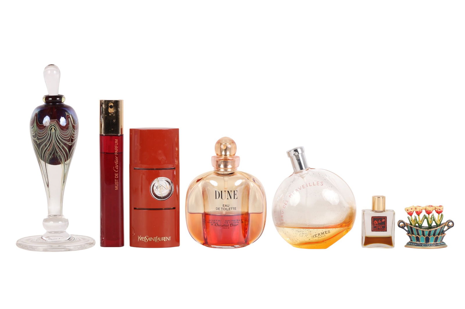 Cartier Hermes Ysl Estee Lauder Perfume Bottle Lot Auction