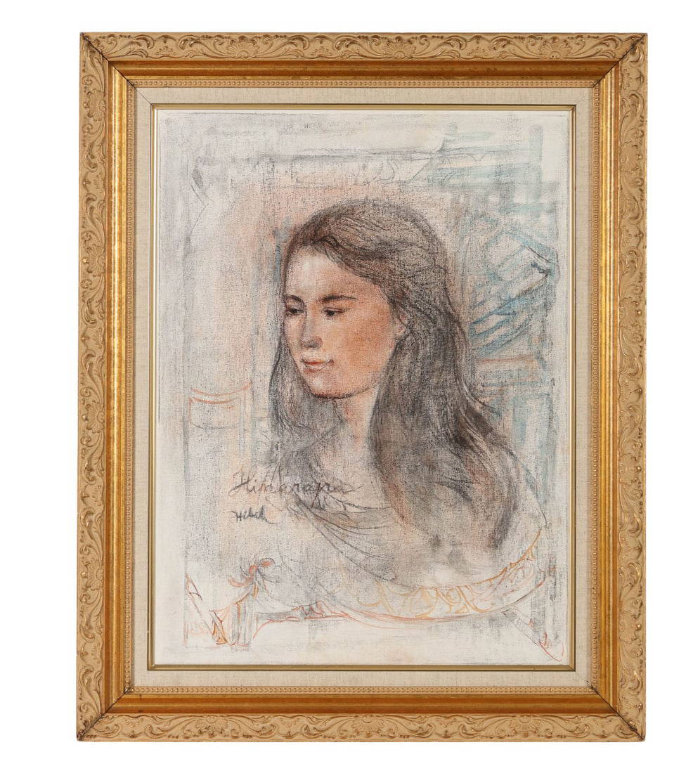 Edna Hibel 1917-2015 Himalayan Girl Oil Painting Auction