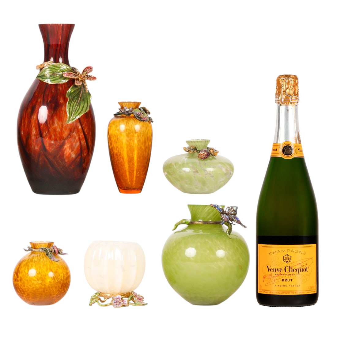 Jay Strongwater Swarovski Accented Glass Vase 6pc Auction