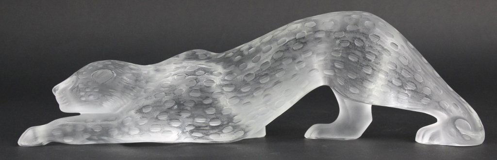 Lalique Leopard French Art Glass Crystal 14" Figurine