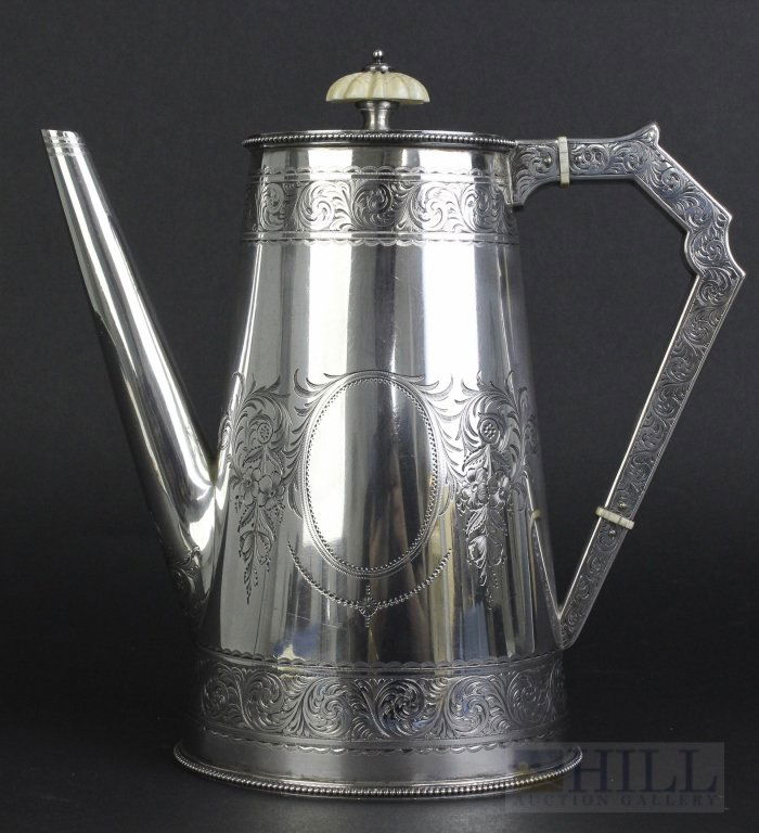 Frederick Elkington 1873 Sterling Silver Coffee Teapot