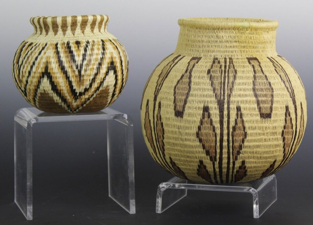 LOT of 2 Early Wounaan Darien Rainforest Woven Baskets