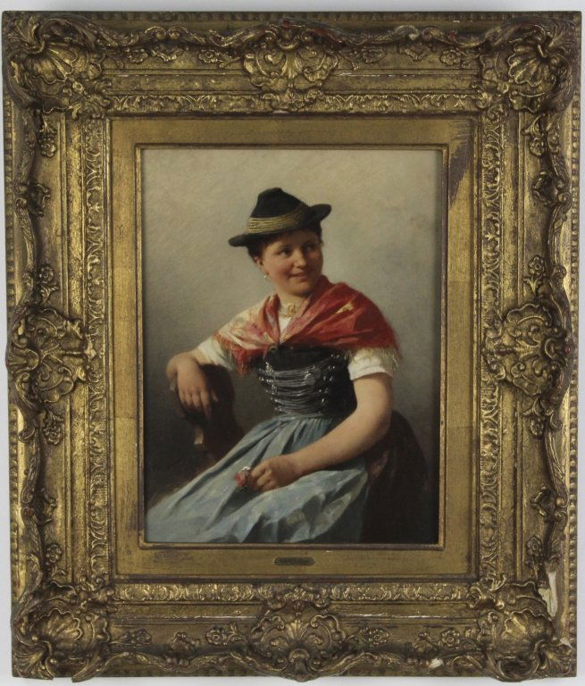 ADOLF LUBEN German Female Portrait Oil Painting