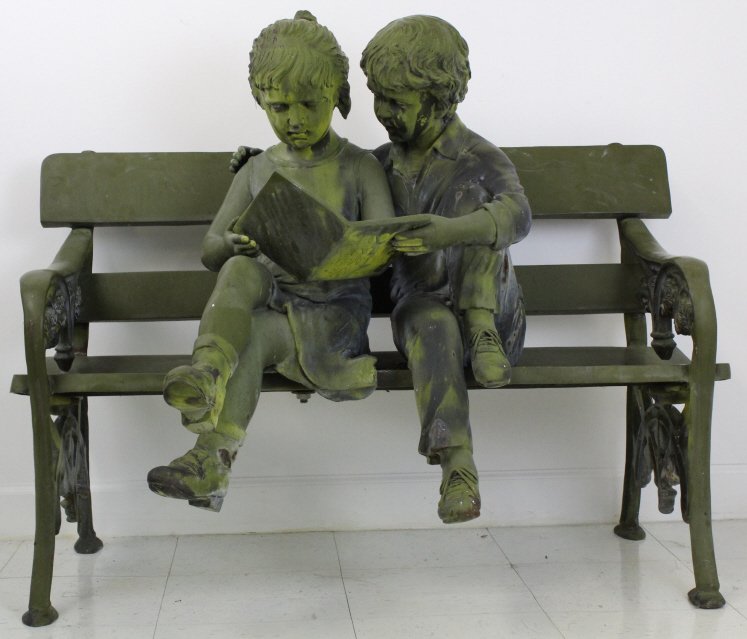 A Moreau LIFE SIZE Children On Bench Bronze Statue