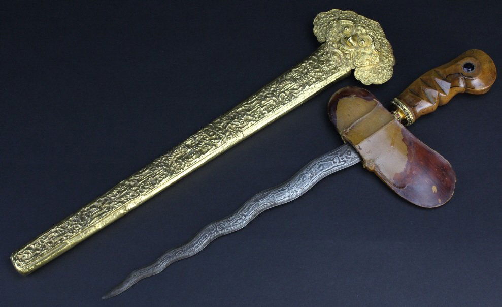 Antique 19th Century Indonesian Kris Sword w/ Scabbard