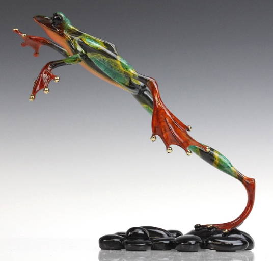 Signed Tim Cotterill Leap Frog Frogman Bronze Sculpture