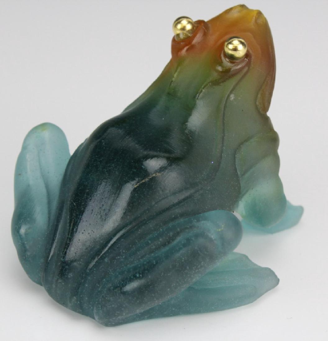 Fine Daum France Pate De Verre Art Glass Frog Figurine