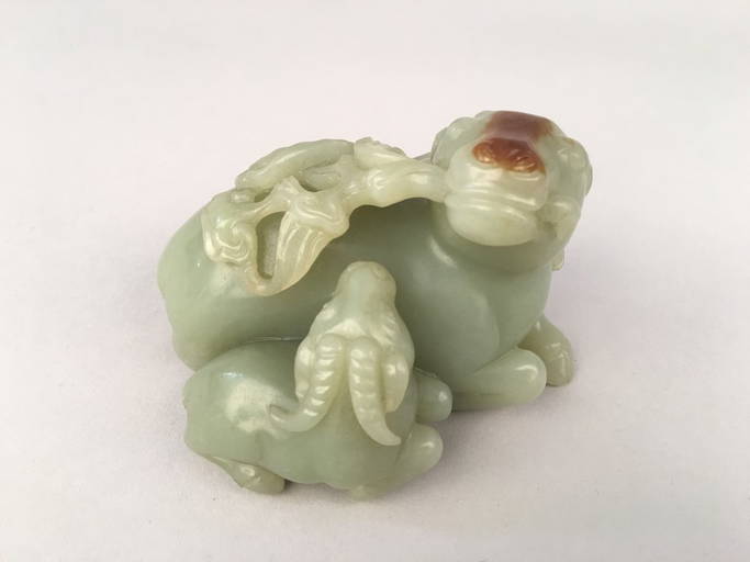 A Chinese Jade Figure Group Of Goats