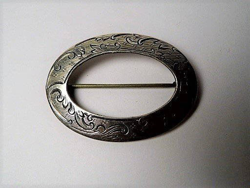 Antique Edwardian Sterling Silver Ovoid Brooch