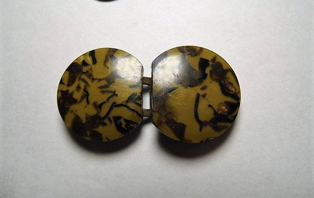 Antique Galalith Plastic Buckles Pair Ca 1920