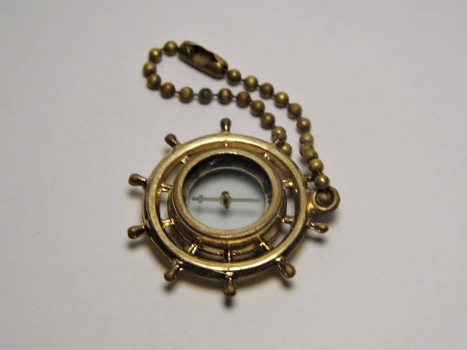 Vintage Brass Compass Keychain